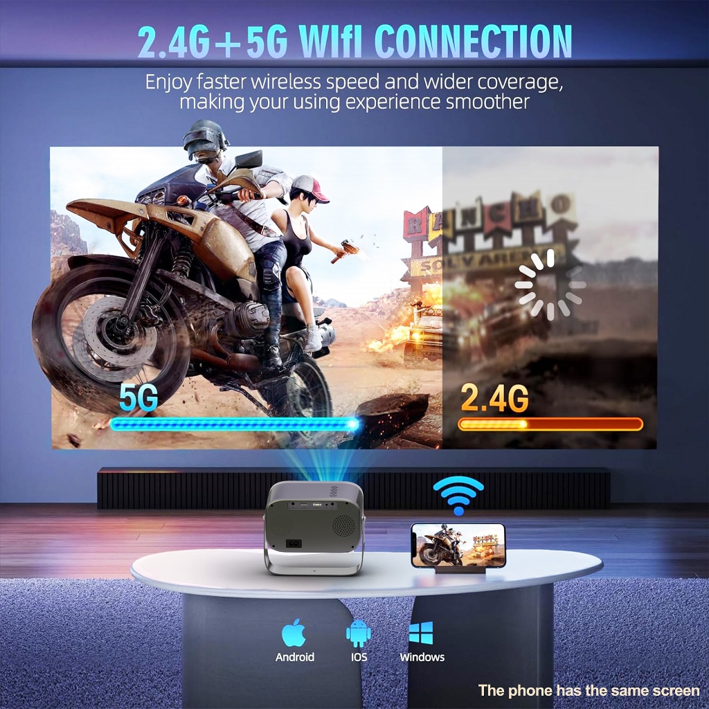 【4K/1080P】FUNFOOX VENO projector portable mini 360° Android11.0 hdmi ...