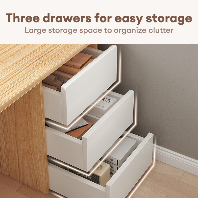 ALOVE Study Computer Table Office Desk With Drawers & Shelves Storage ...