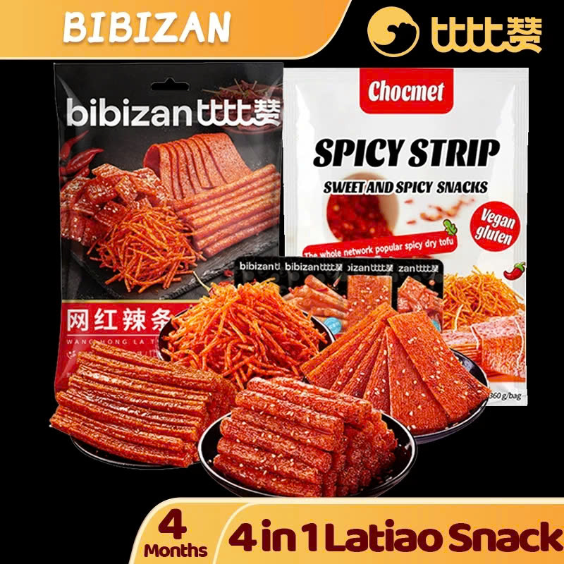 Chocmet Latiao Spicy Stick 12 pcs Spicy Strips 4 in 1 Chinese Snacks ...