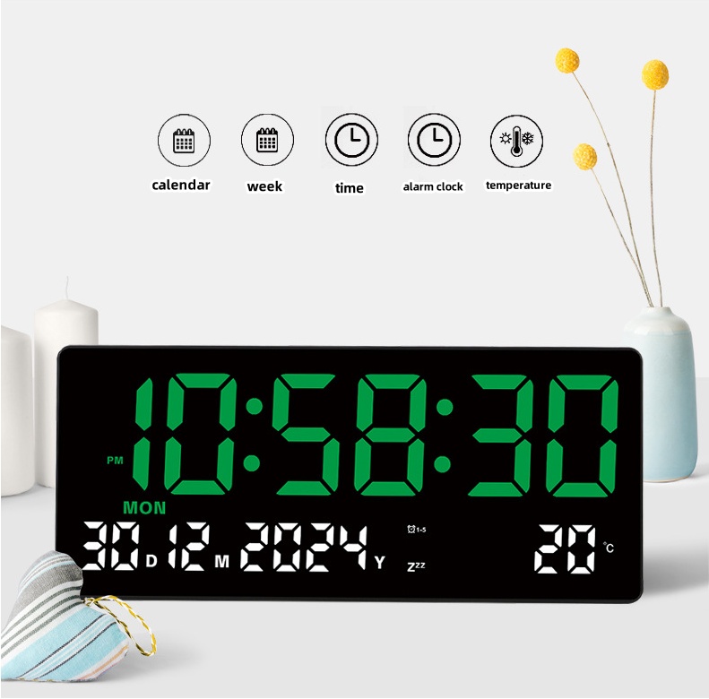 2025 NEW UPGRADED Large Time Digit Led Digital Alarm Clock Wall hang ...