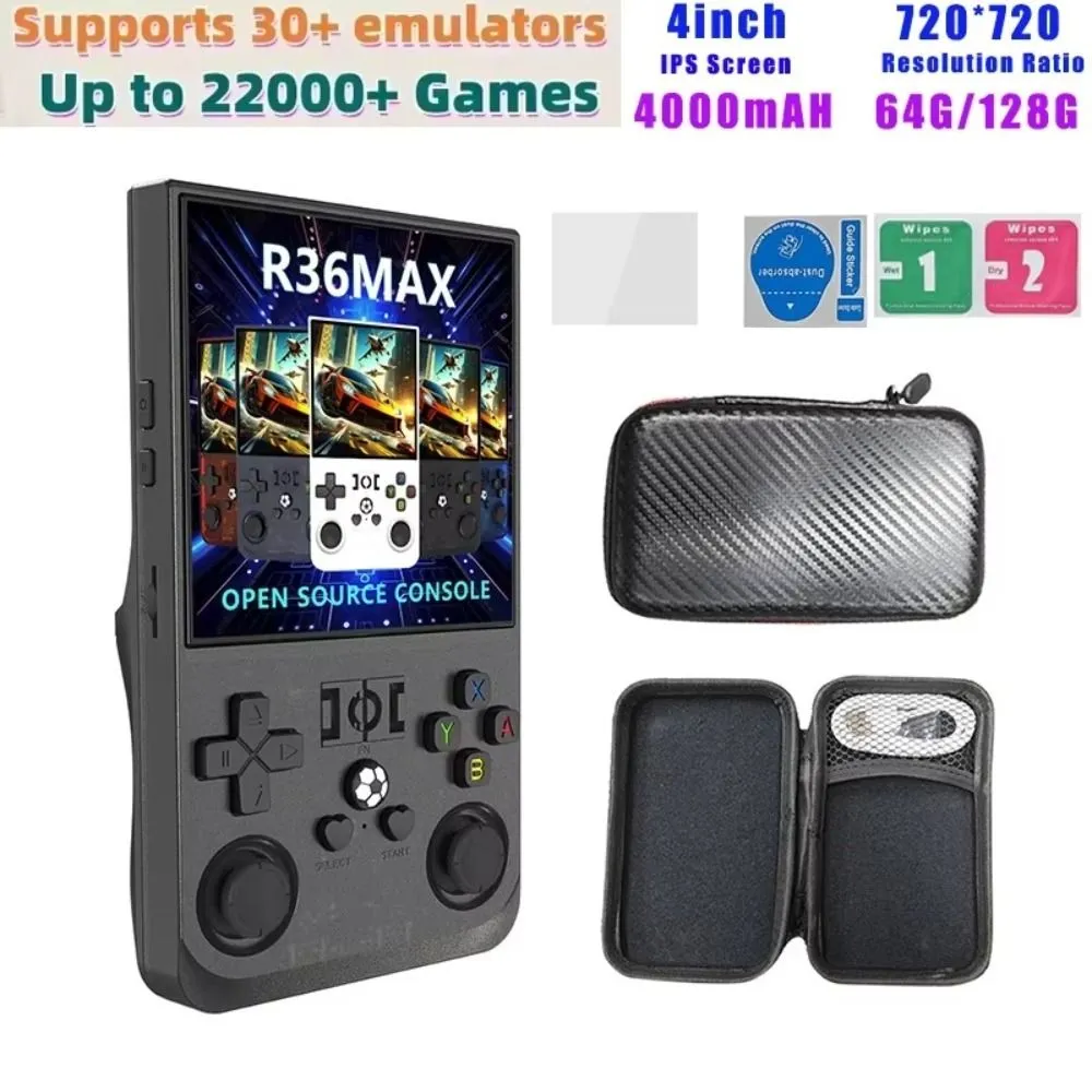 R36MAX/PRO Open Source Handheld Game Console 4inch iPS Screen Dual ...