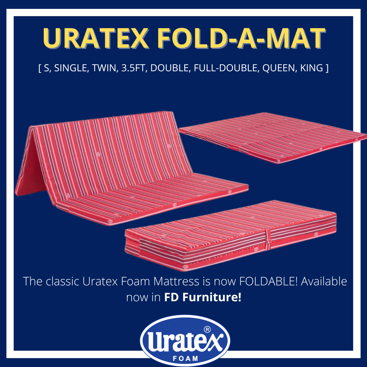 Uratex Fold-A-Mat 2″ – Polycotton Foam Mattress, All Sizes Available ...