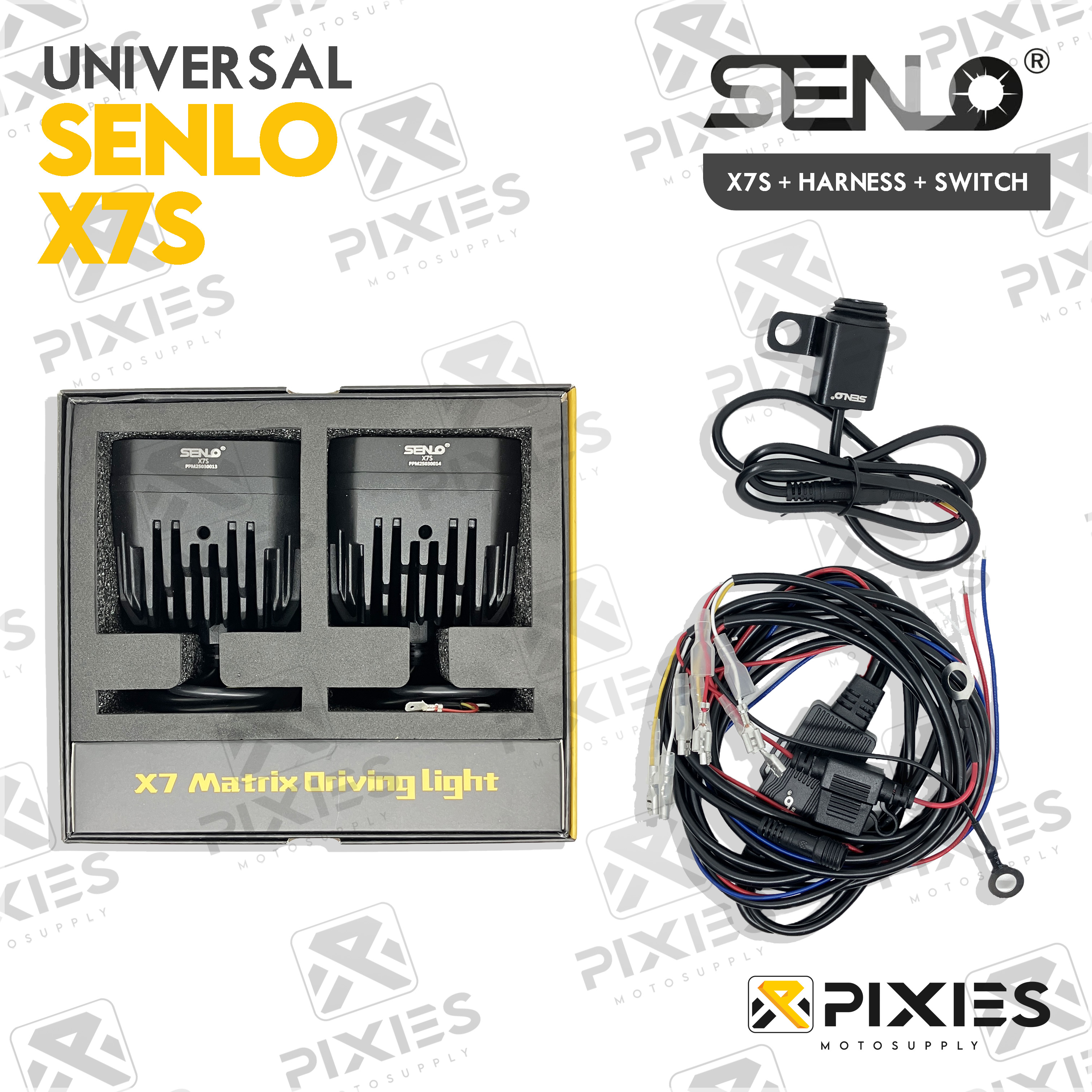 SENLO MINI DRIVING LIGHT SENLO X7S SET HARNESS SWITCH RELAY SOCKET FUSE ...