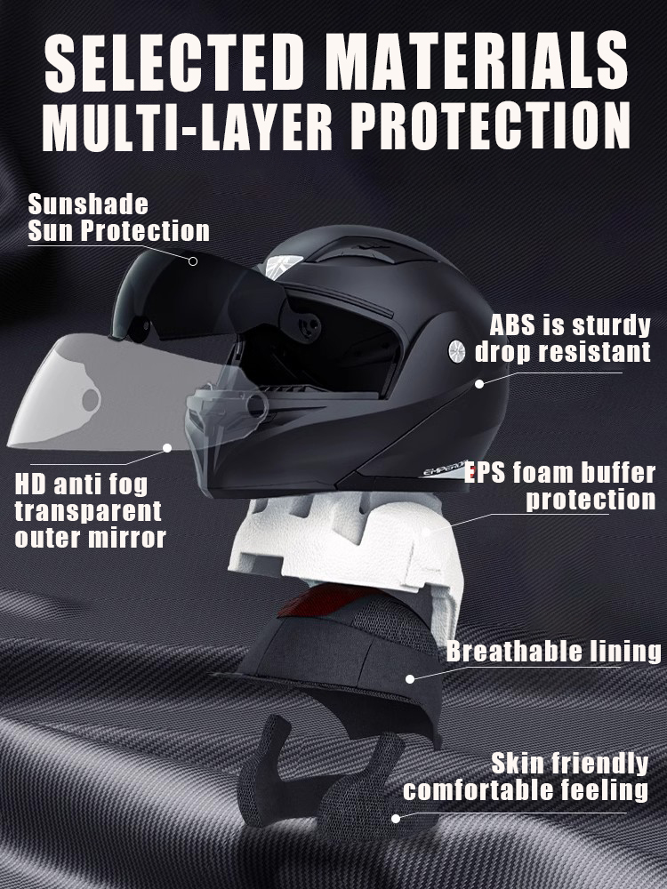 AENXRD Motorcycle Helmet - Full Face & Open Face Dual Mode (Modular ...