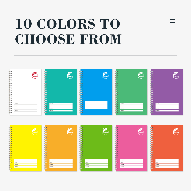 Fanvin Double Spiral Noted book A5 80 leaves 10 Colors Assoted 10PCS ...