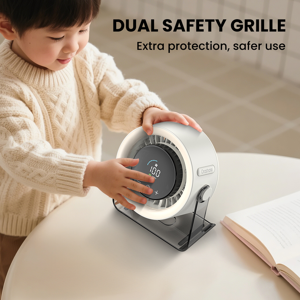 Orashare DF07 Small High Speed Desk Fan 100 Speed Wind Cooling Silent ...