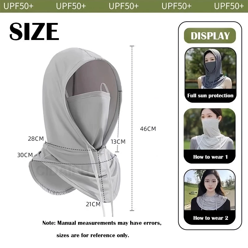 Balaclava Sun Protection Mask 3 In 1 Full Face Mask Ice Silk Face Cover ...