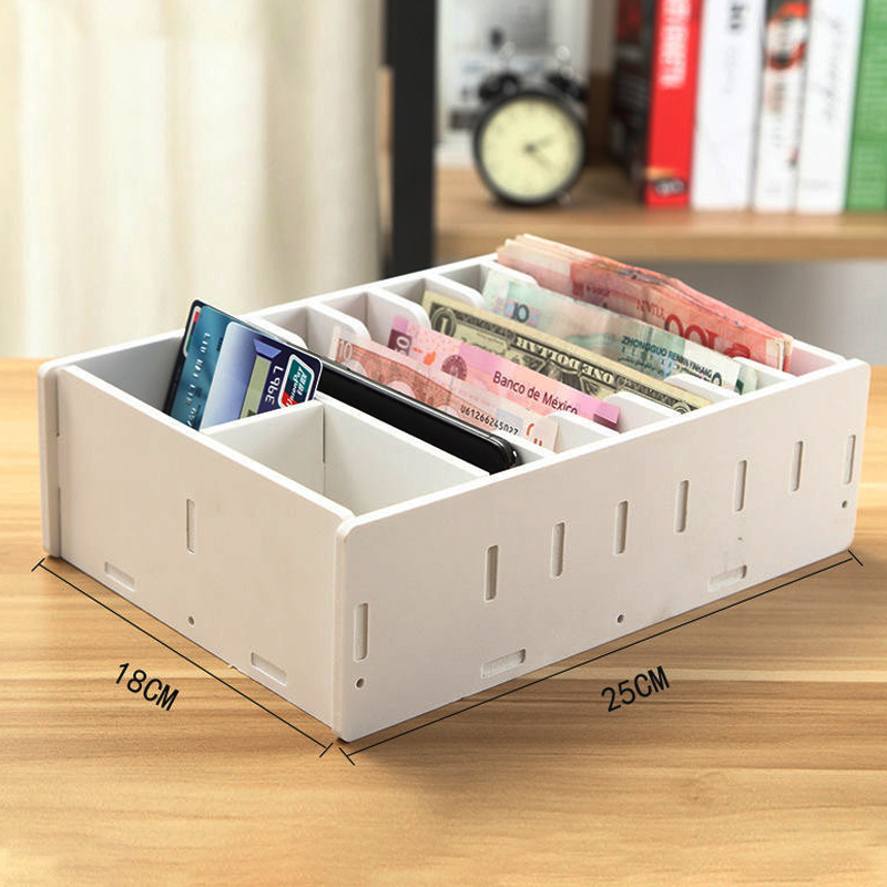 8 Grids Money Organizer Box Cashier Cash Box Financial Office Desktop ...