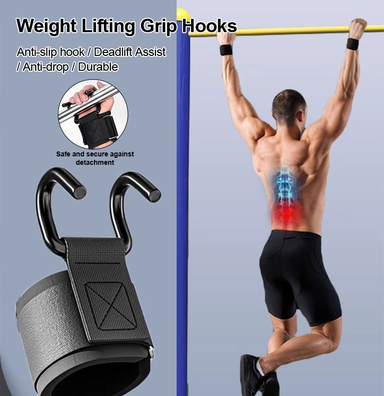 （A Pair）Pull-up Wrist Guard Hook Weight Lifting Grip Hooks PowerAssist ...