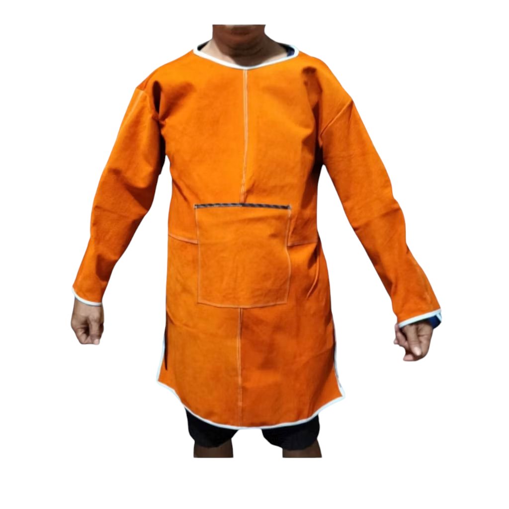 Cow Leather Apron Jacket Welding Safety Apron Heat Resistant Body ...