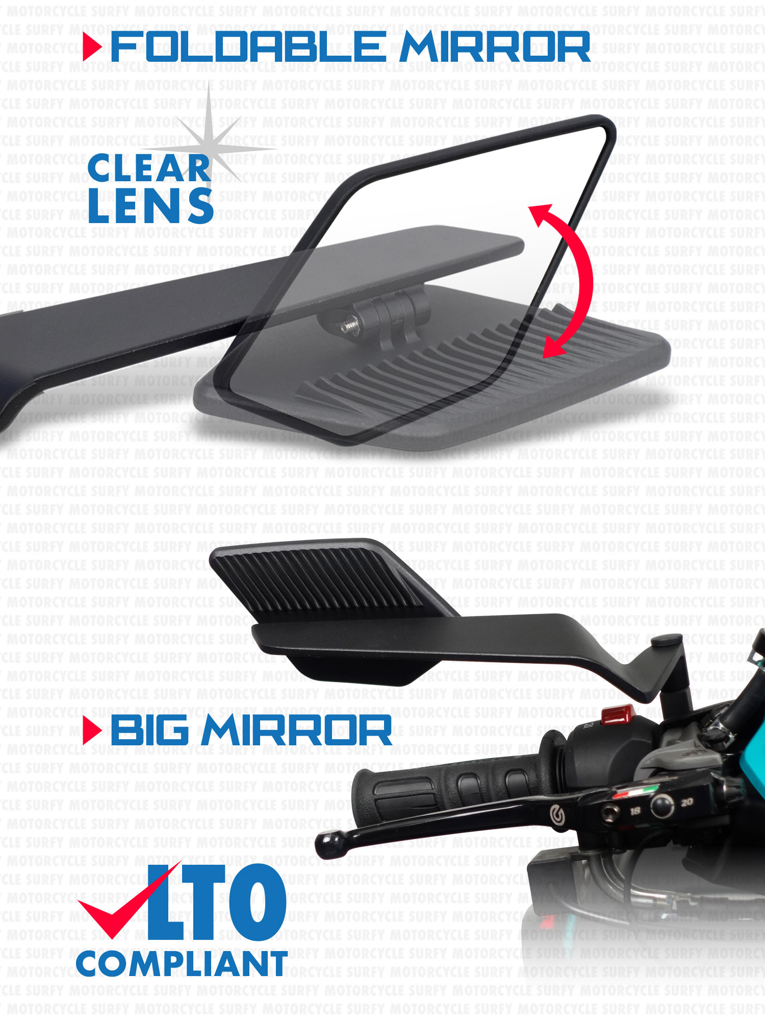 Rizoma Stealth Max Side Mirror Aerodynamic Design Foldable Mirror ...
