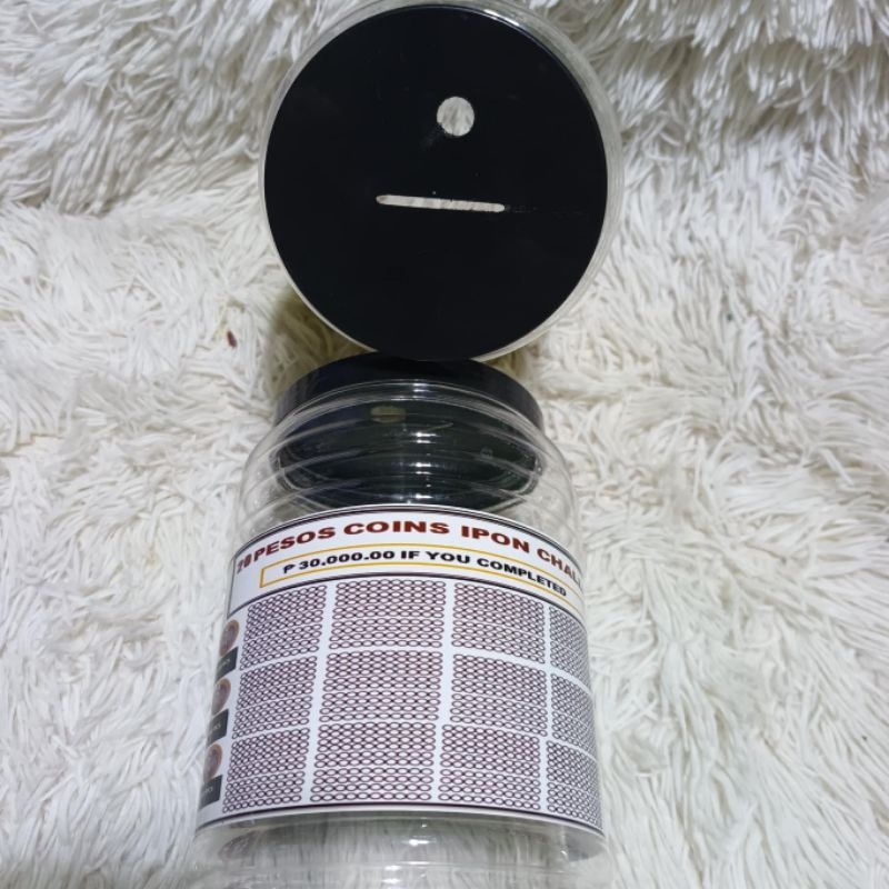 TRANSPARENT JAR ALKANSYA IPON CHALLENGE JAR 20 PESOS COINS (2LITERS ...