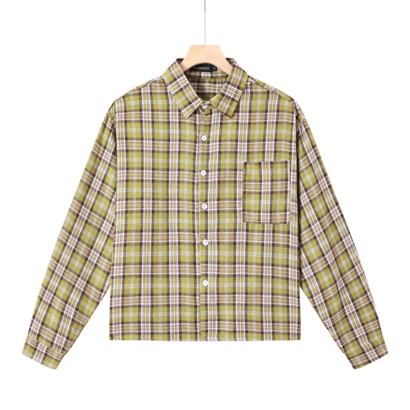 Mannered by HUILISHI LONG SLEEVE Boxy Cropped Polo for Men Plaid ...
