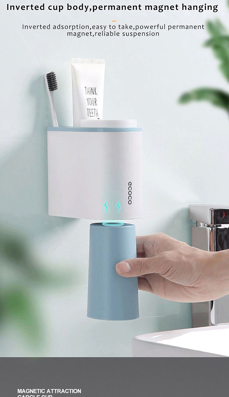 Ecoco Toothpaste Dispenser and Toothbrush Holder with Magnetic Cup Set ...