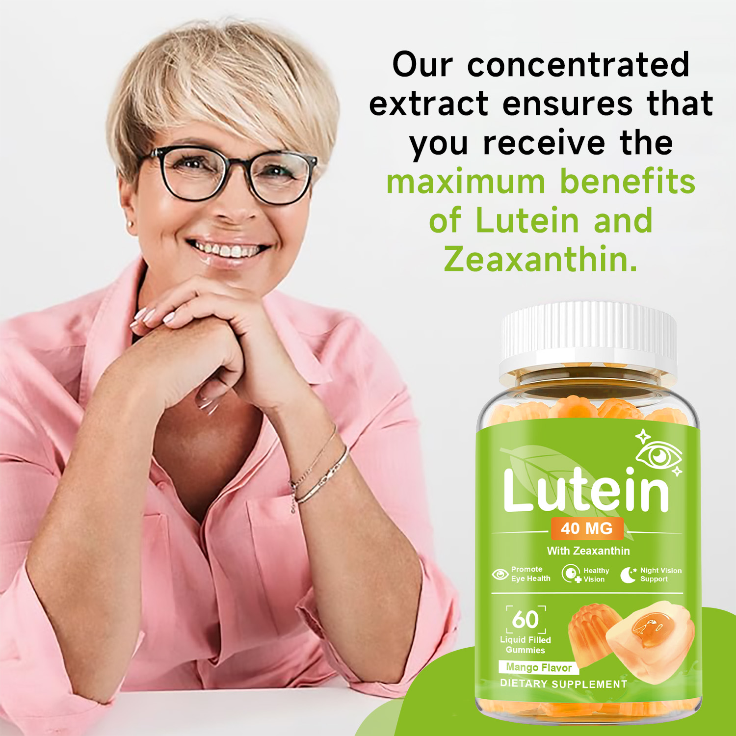 Omialy Sugar Free Lutein 40MG with Zeaxanthin Gummies with Omega 3 DHA ...