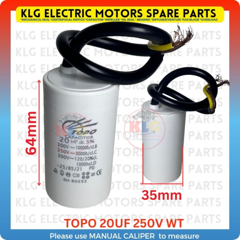 Topo Run cap 16uf 20uf 25uf 30uf 40uf 50uf 250v water pump parts ...
