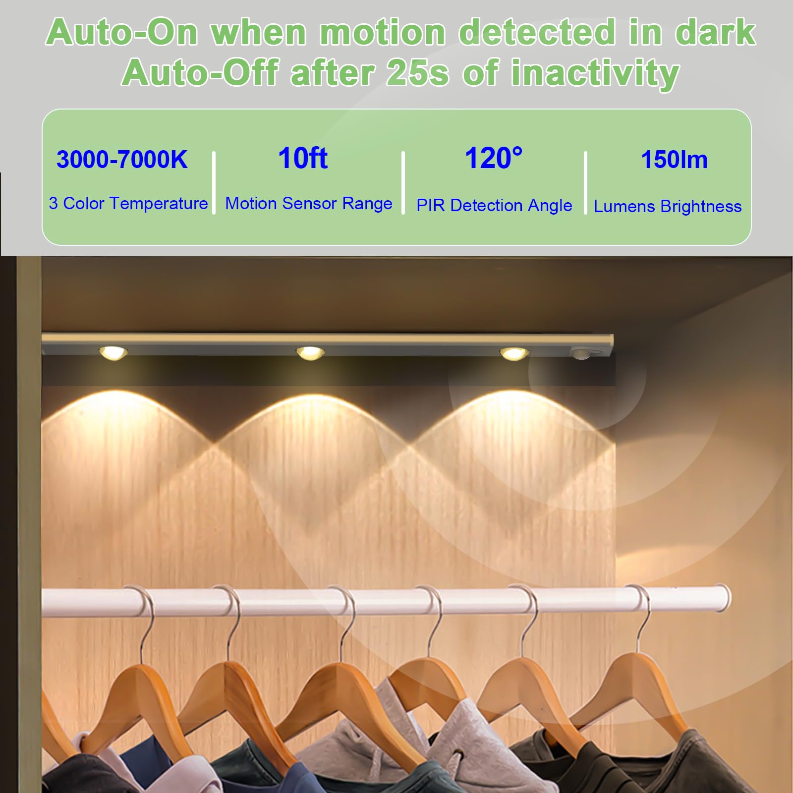 Luxy 60CM Motion Sensor Led Light for Bedroom 3 Colors Magnetic ...