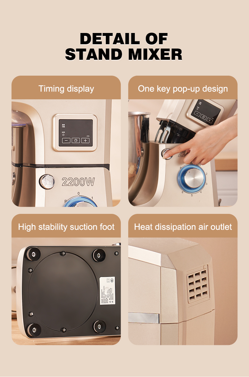 SUNATUR 10L Electric Stand Mixer - 2200w Planetary Dough Mixer，Timed ...