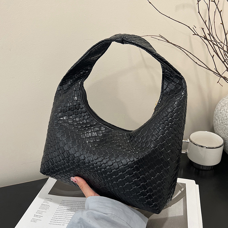 Mumu 8015 PU Leather Women's Soft Armpit Bag Hobo Handbag Woven Pattern ...