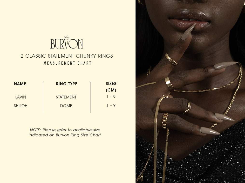 Burvon The Classic Collection Rings (Minimal, Statement & Chunky ...