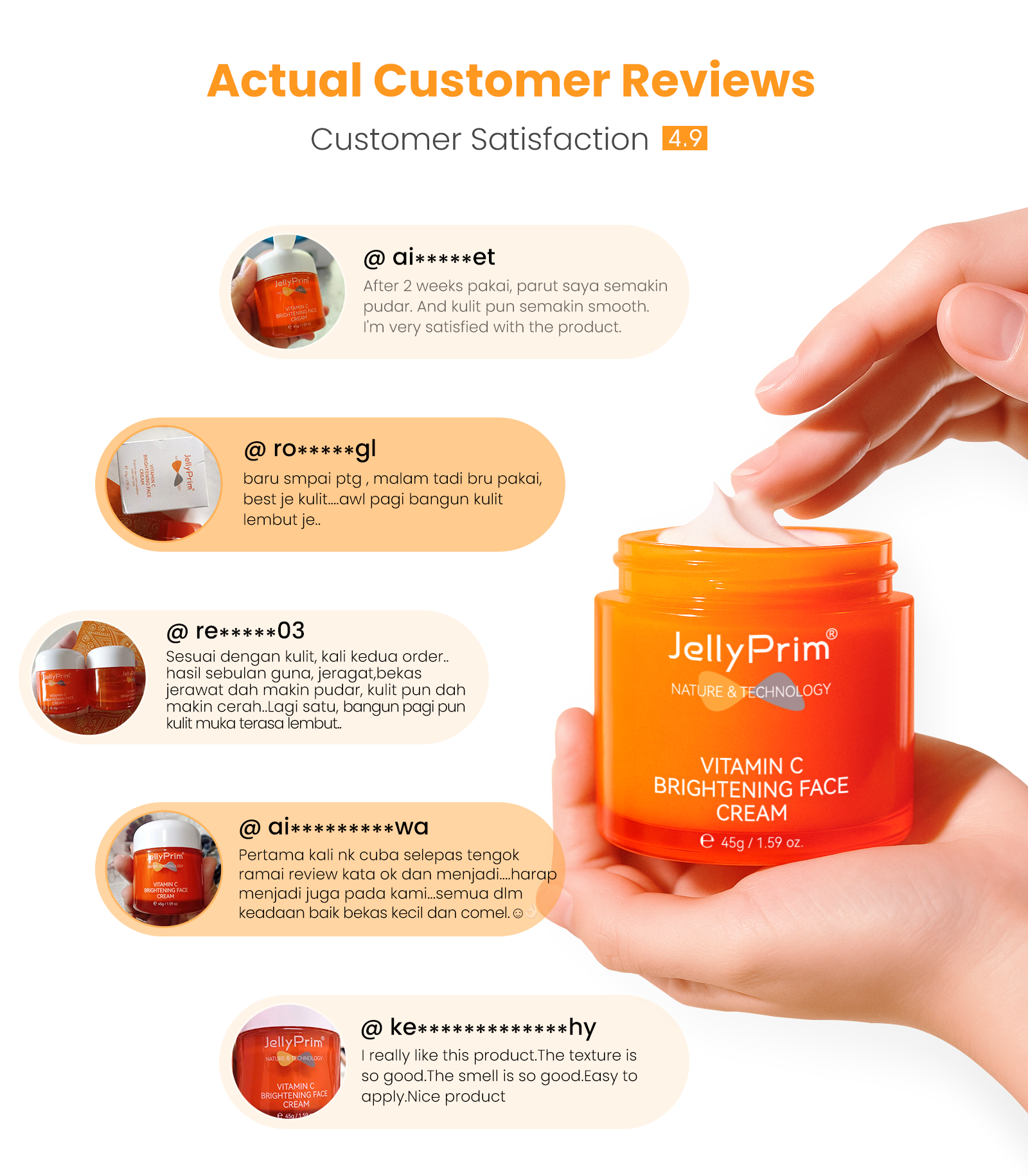 JellyPrim Double Vitamin C Whitening Moisturizer Brighten Hydration ...