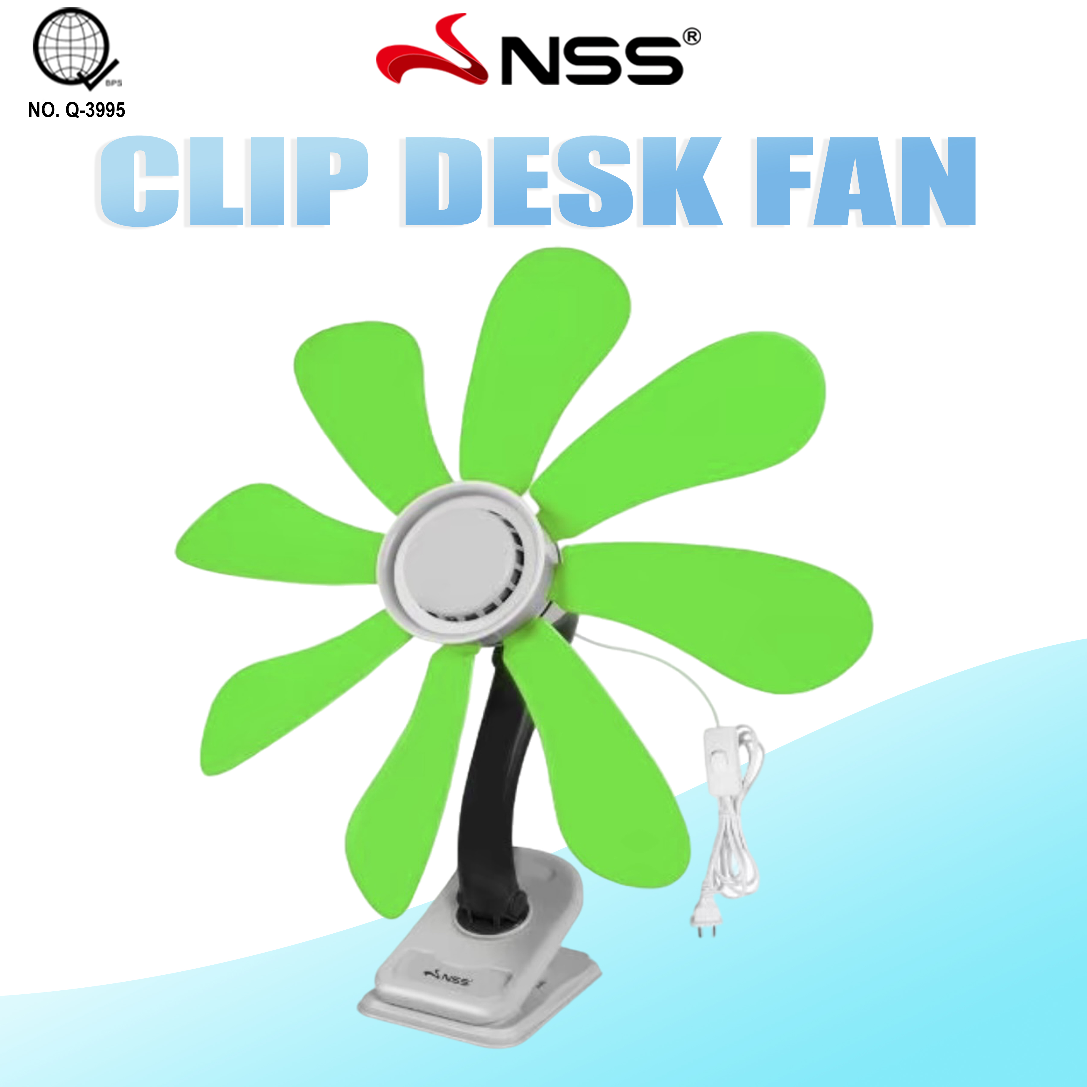 NSS Desk Clip Fan Electric Cooling Clip Fan Portable Low Noise Table ...