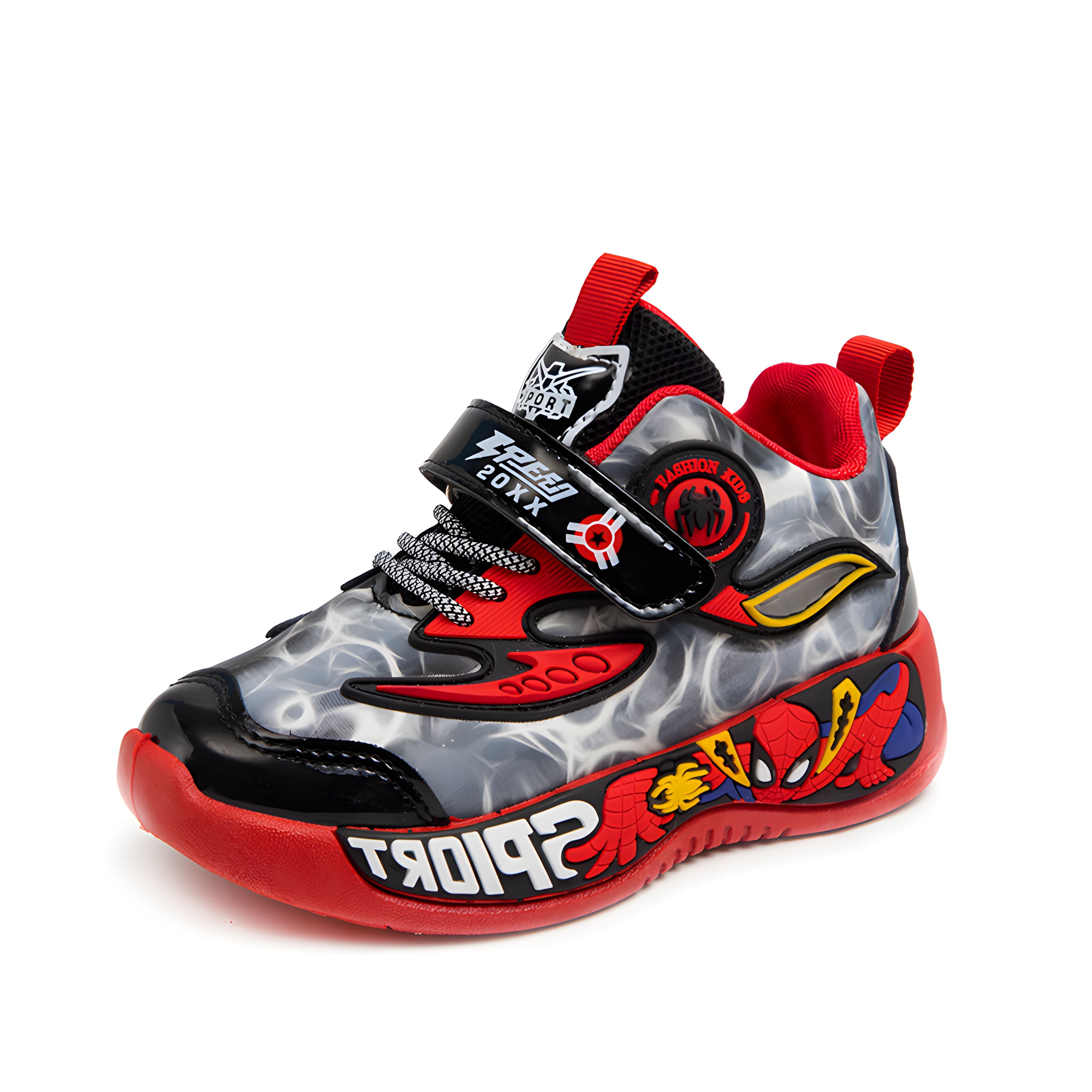 Kids Spider-Man Rubber Shoes for kids boys Red Leather Cartoon Sneakers ...