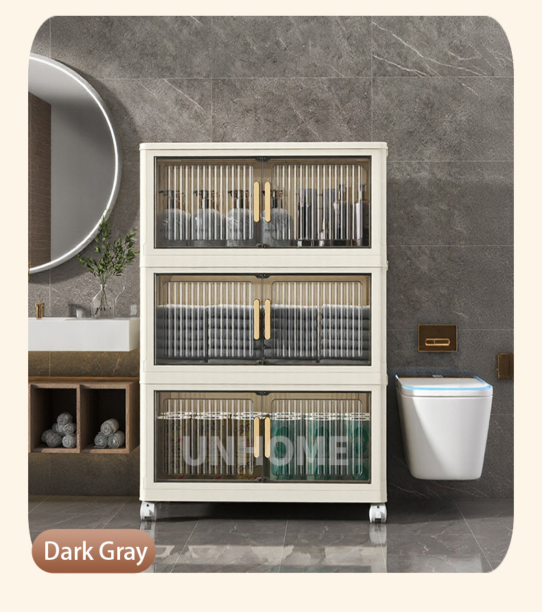 Foldable Storage Cabinet 5 Layers Box with Silent Wheels Collapsible ...