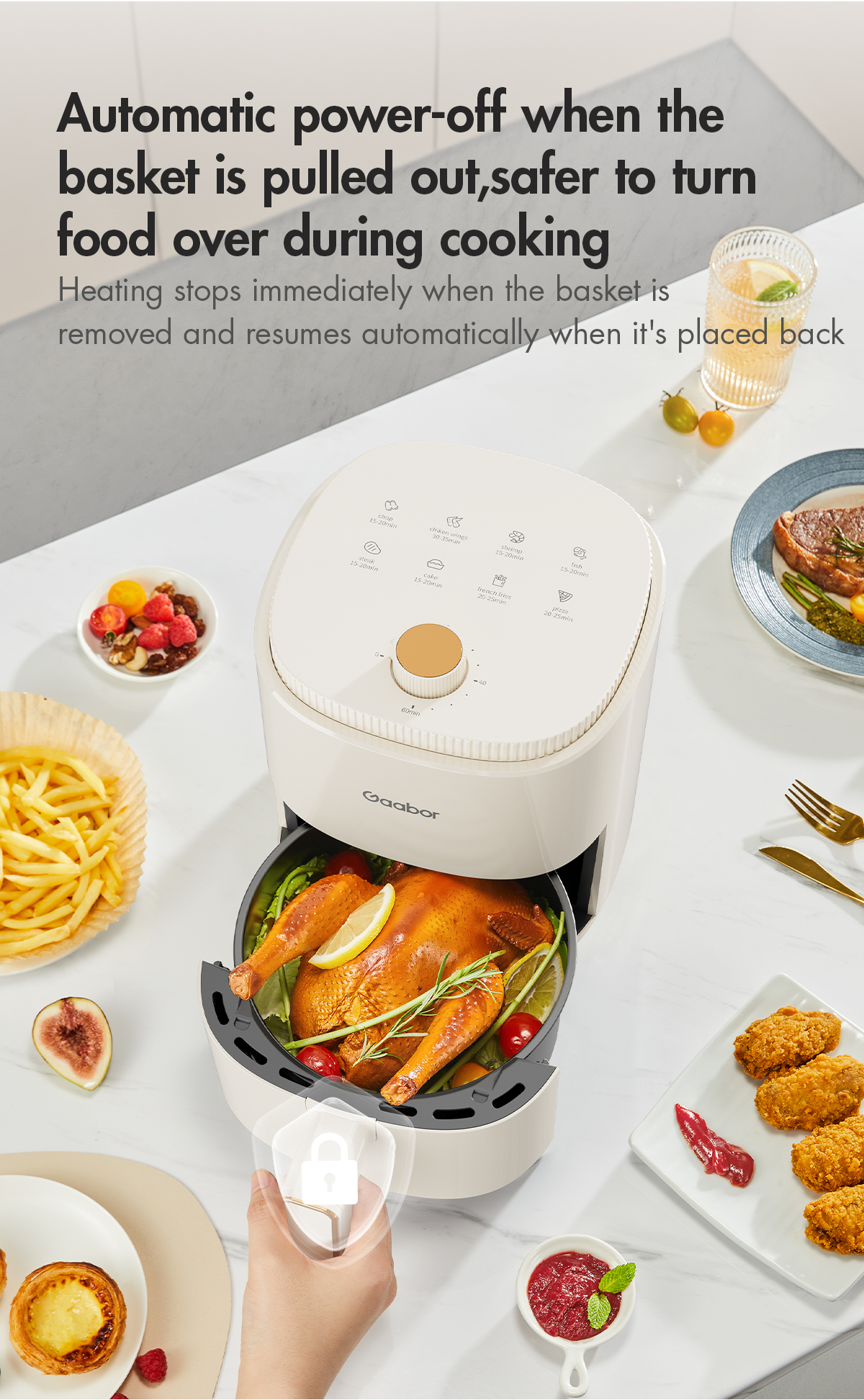 Gaabor 4L Air Fryer | 8 Preset Menus | Non-Stick Healthy Frying | Black ...