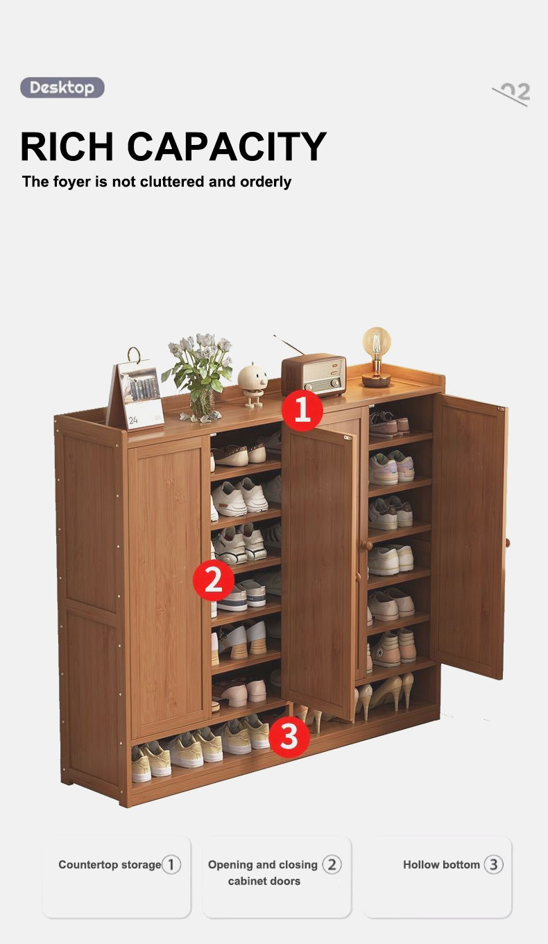 【Clearance sale】Bamboo Shoe Cabinet Storage Rack Shoe Storage Rack ...