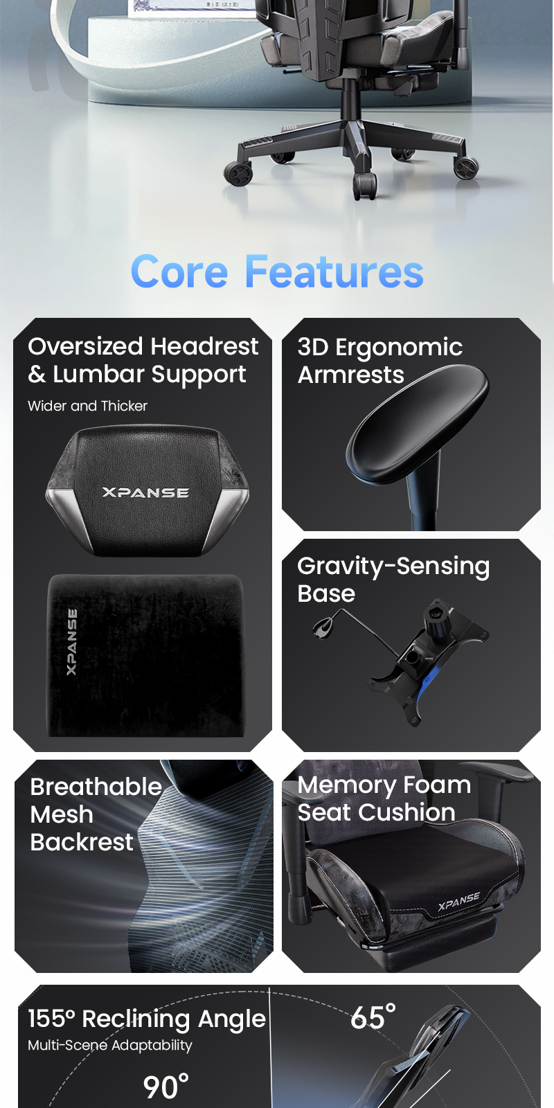 Xpanse Heavy Duty Gaming Chair Computer Chair Office Chair Reclining ...