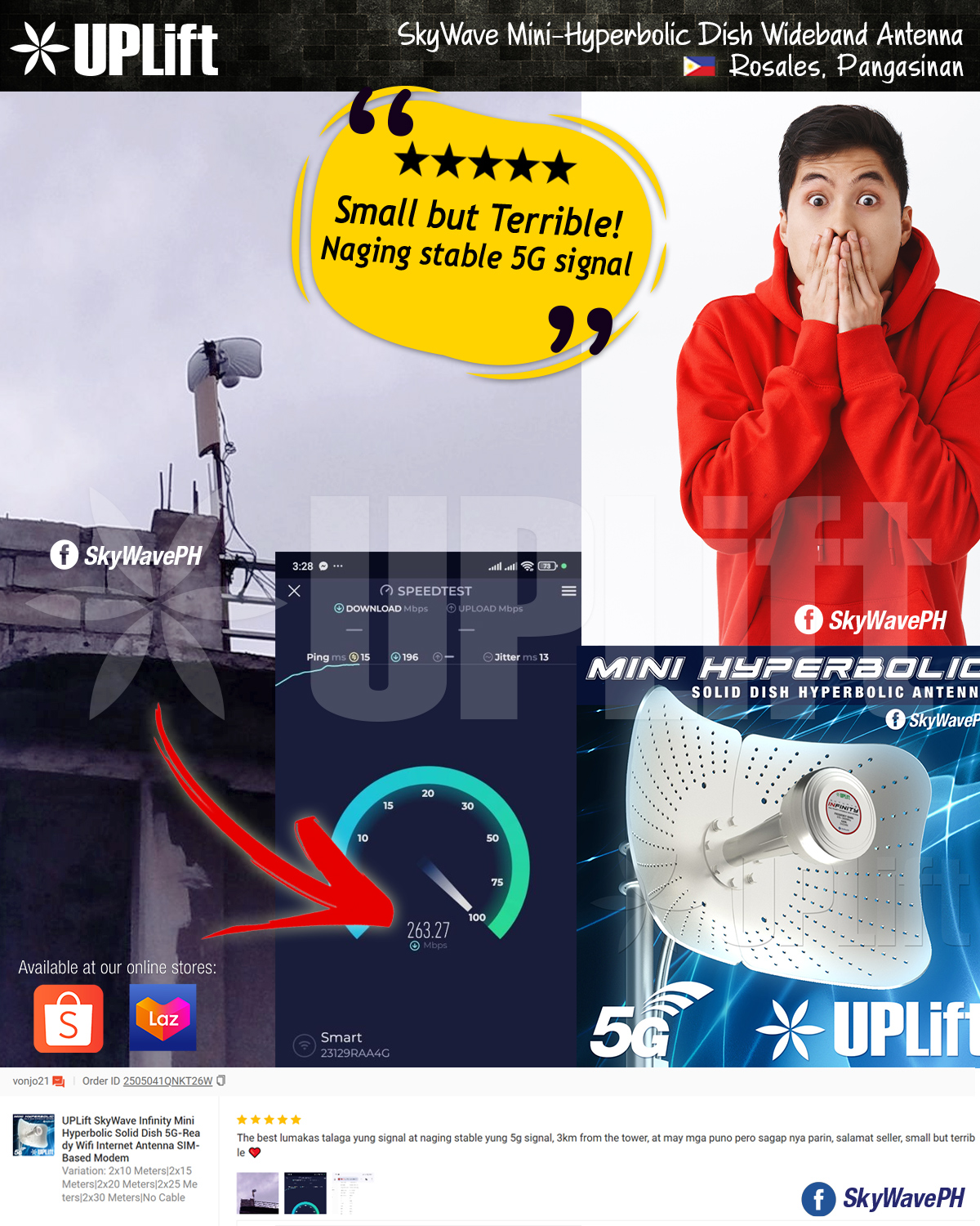 UPLift SkyWave Infinity Mini Hyperbolic Solid Dish 5G-Ready Wifi ...