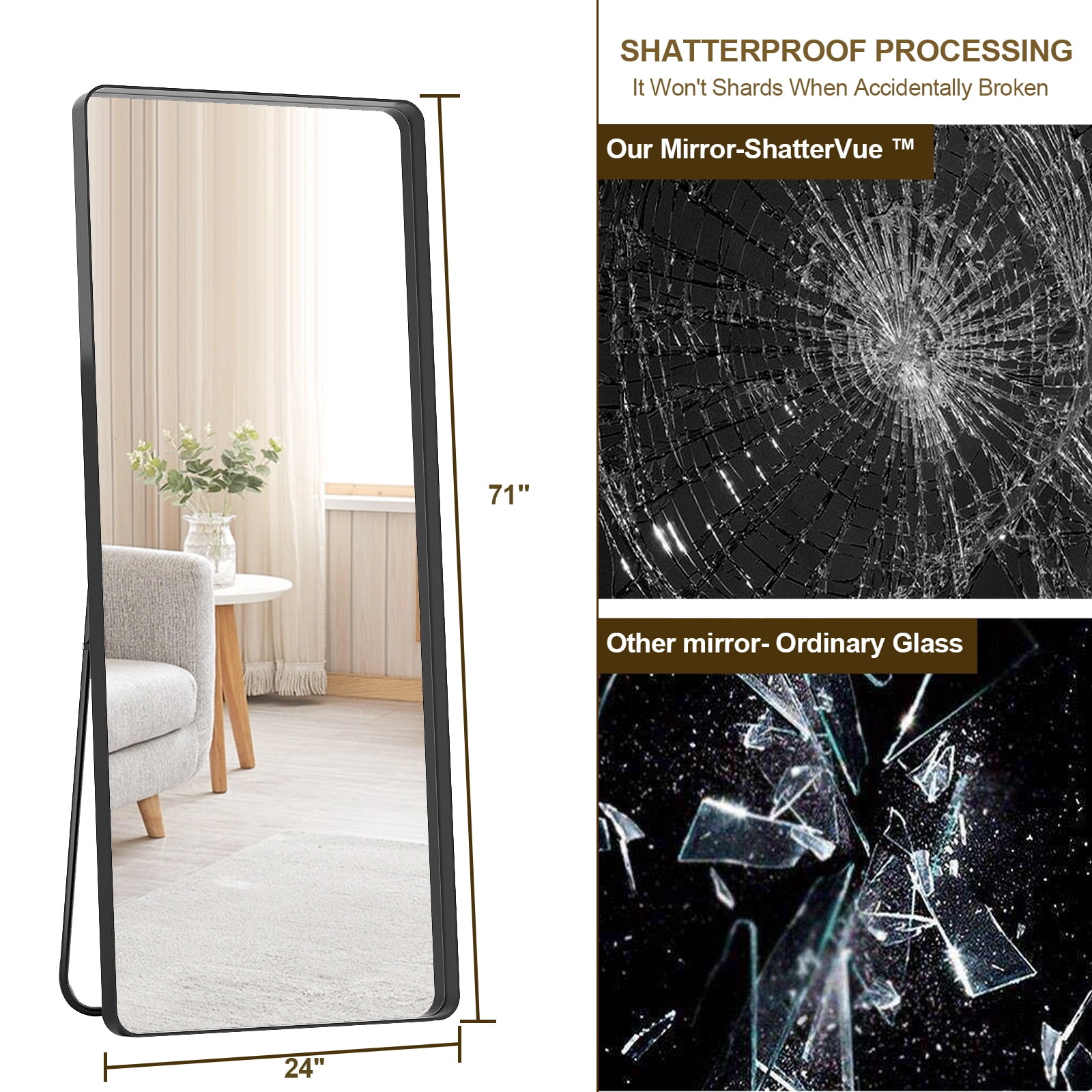 EverTrek Mirror Wall Decor Full Body Mirror With Stand 155X45cm HD For ...