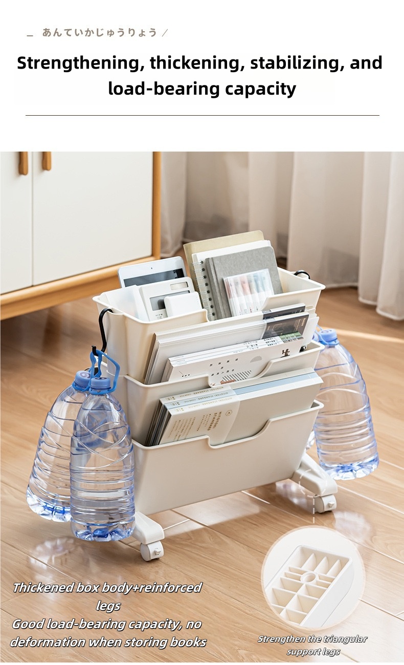Under table organizing shelf, English book bookshelf, mobile storage ...