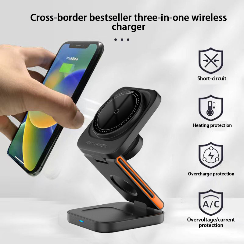 3-in-1 wireless charger fast charging base, foldable charging base ...