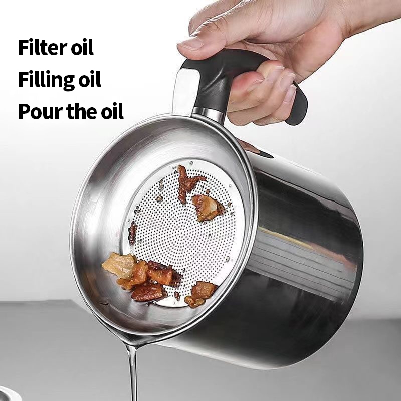 304 Stainless Steel Oil Container Oil Strainer Tray Kitchen Cooking ...