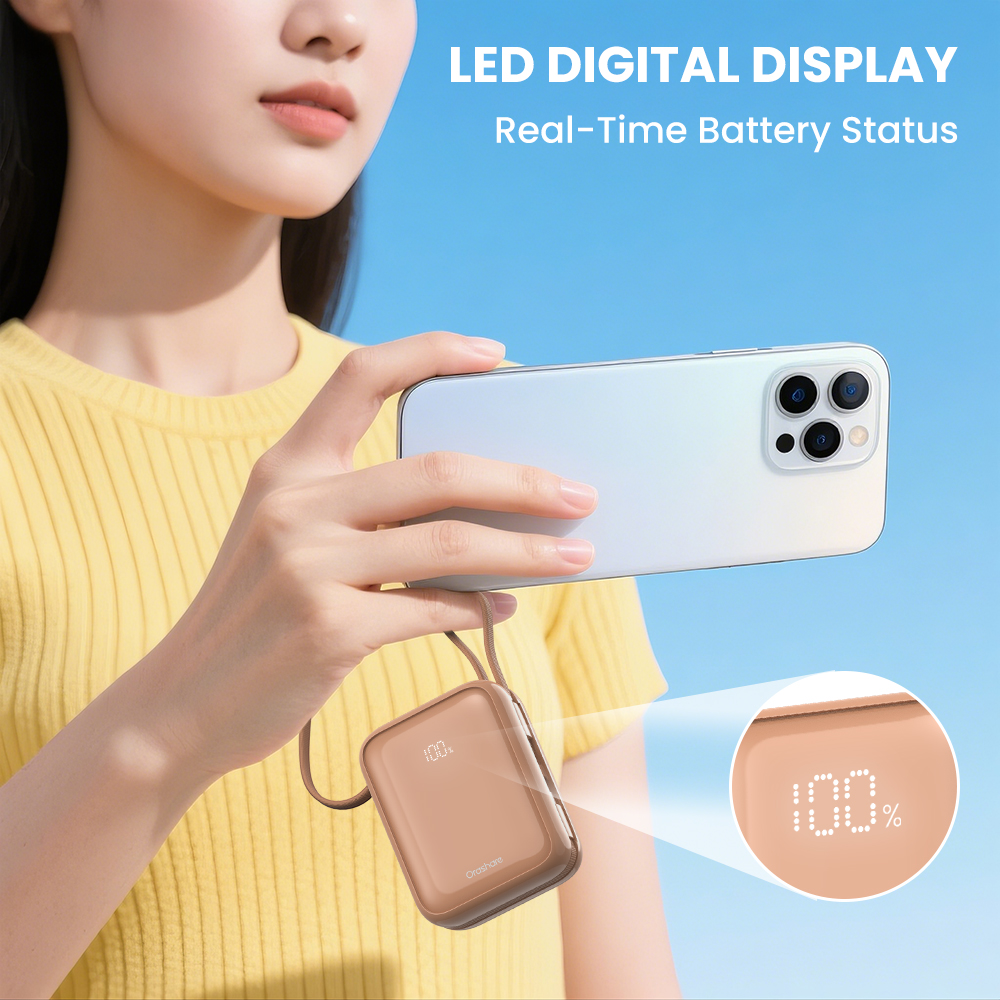 Orashare PCM30 30000mAh Powerbank Small Built In Dual Cable 22.5W Fast ...