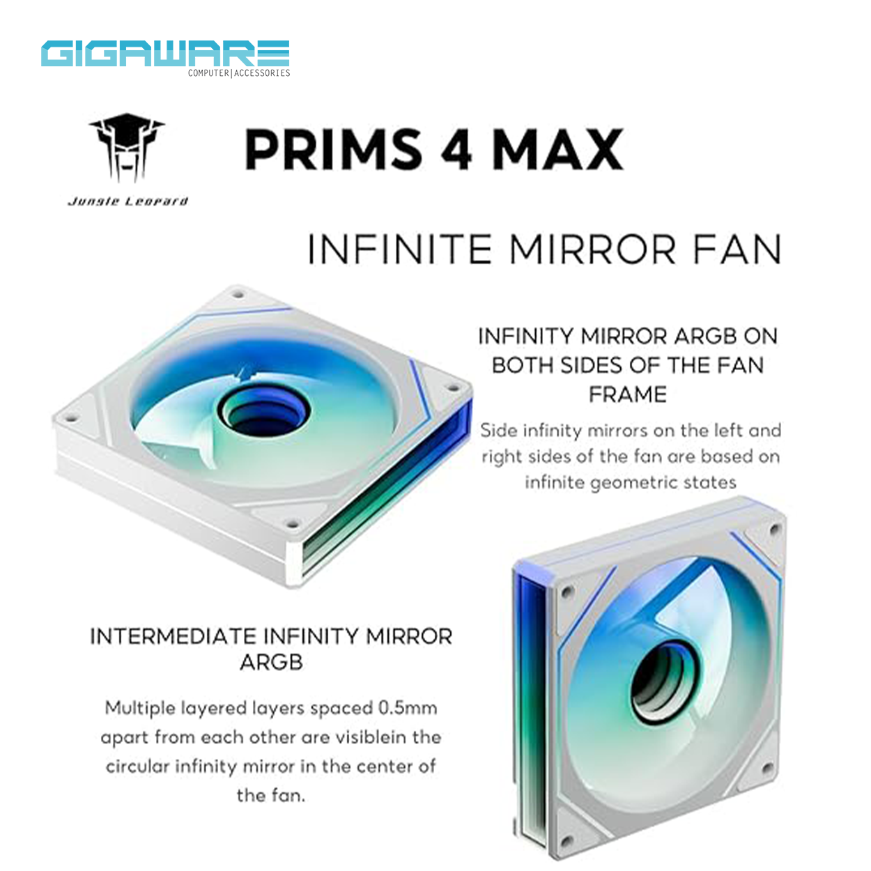 Jungle Leopard Prism 4 Max ARGB CPU Fan 120mm 4Pin+5V 3PIN Interface ...