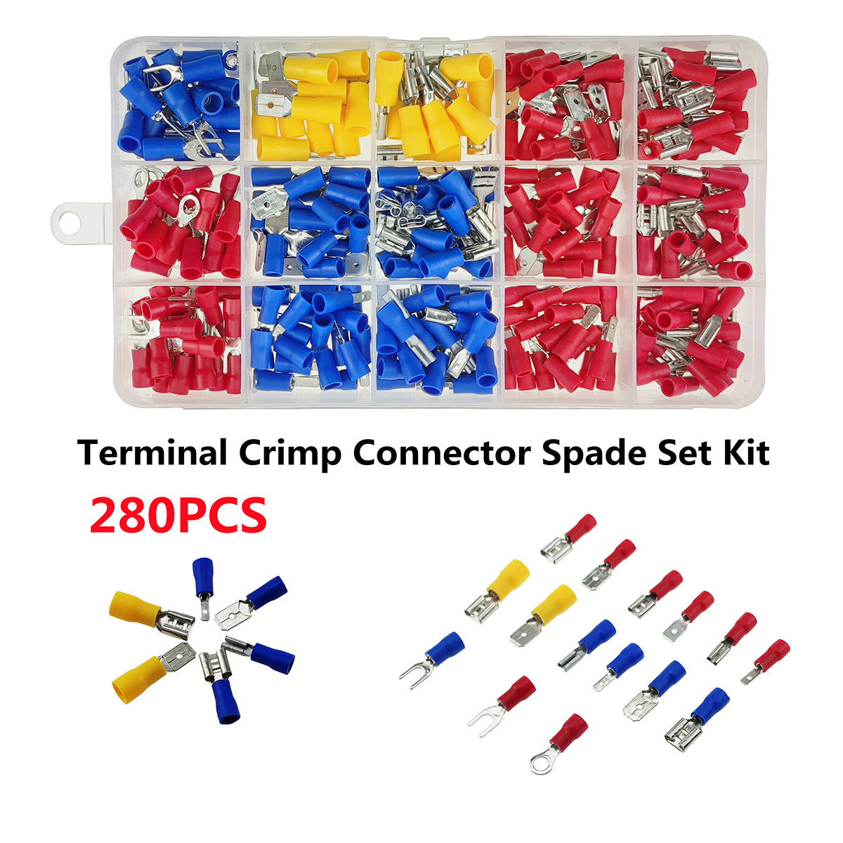 280 Pcs Assorted Insulated Cable Connectors Assorted Crimp Spade ...