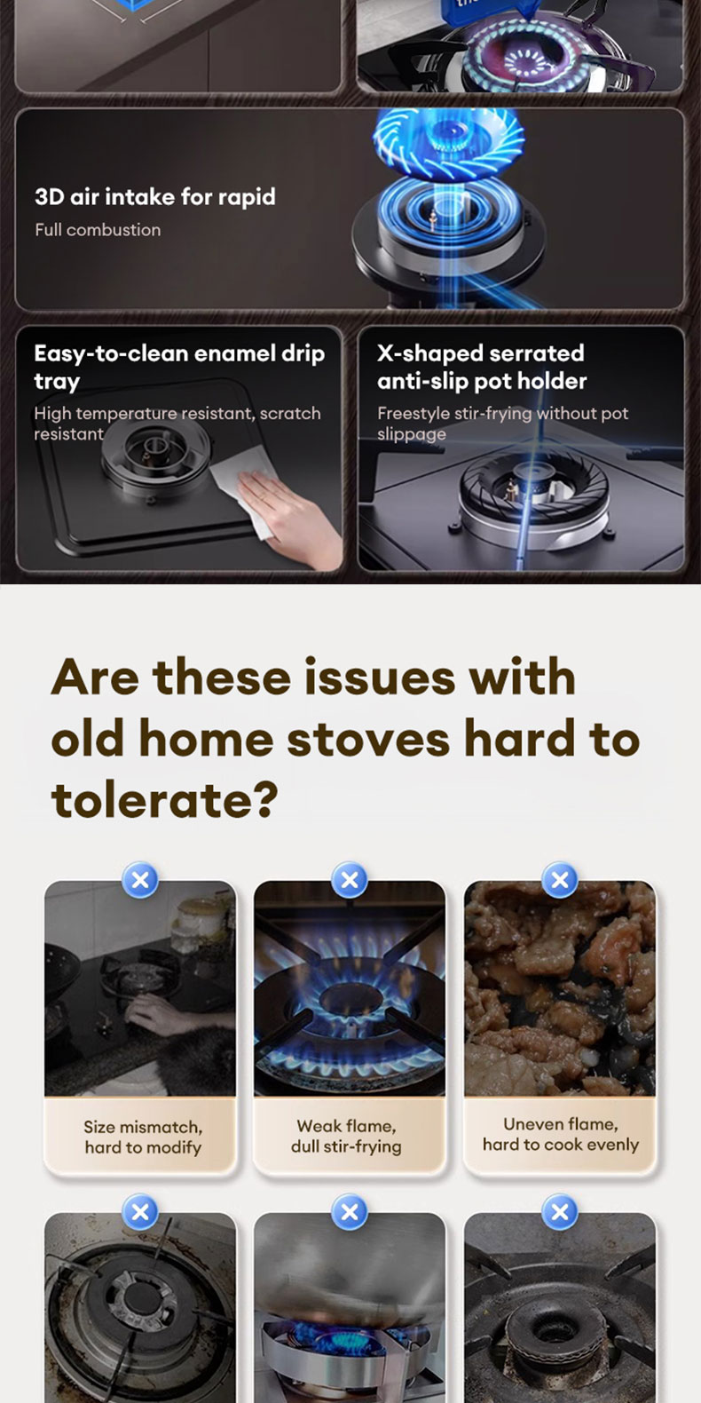 Tixx Gas Stove 2 burner embedded dual purpose gas stove Built-In 5200W ...