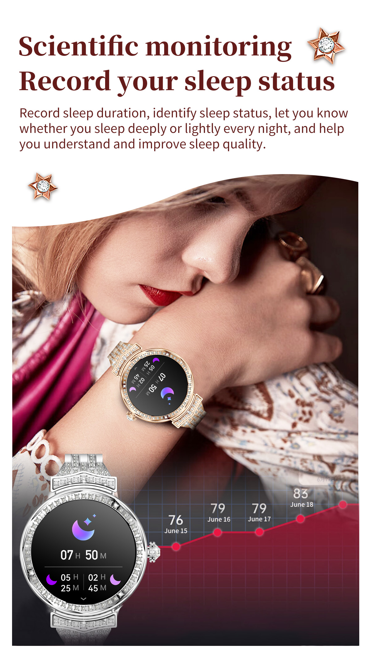 Aolon Venus Smartwatch For Woman Diamond Female Health Custom Wallpaper ...