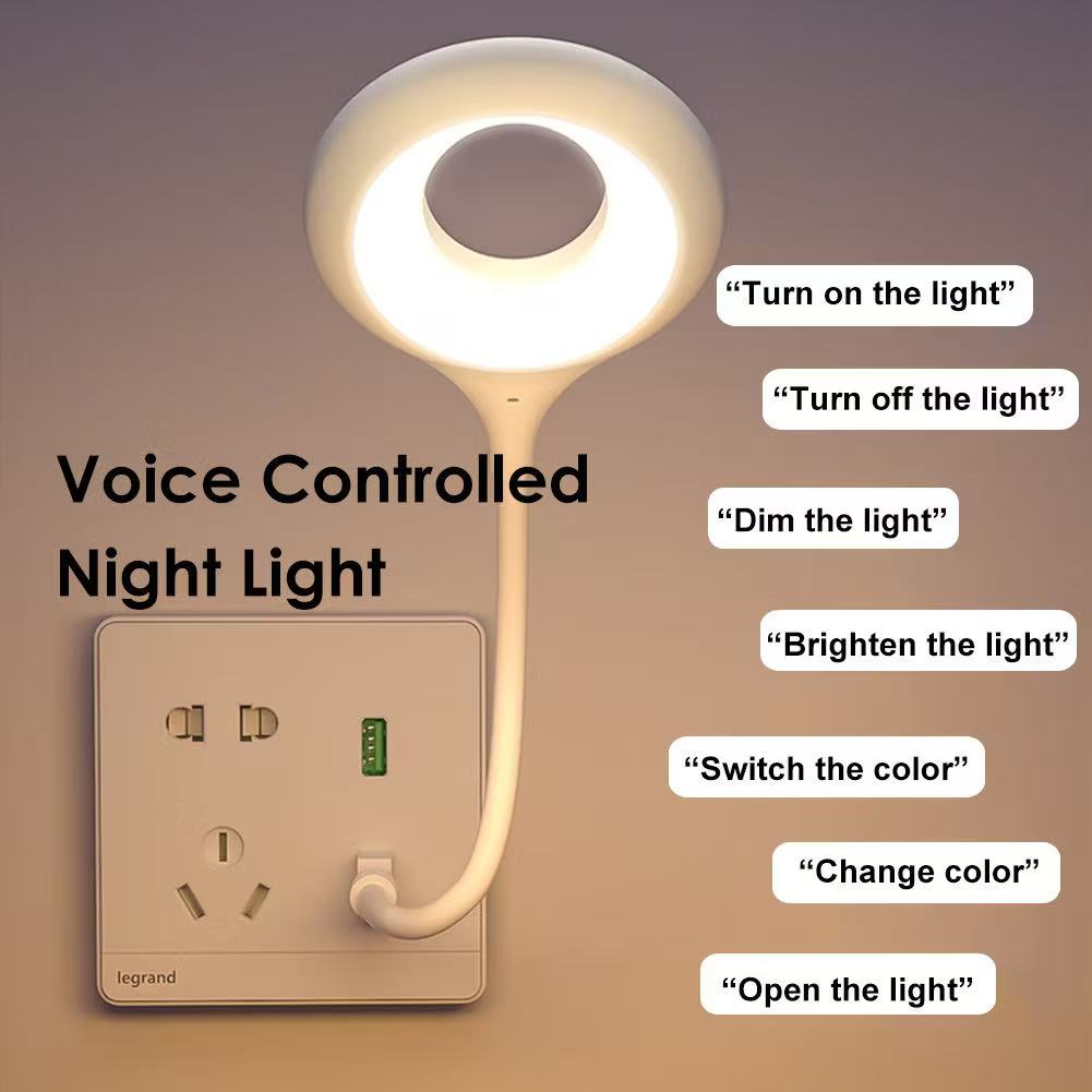 Smart Voice Control Night Light USB Plug In Foldable Ring Reading Desk ...