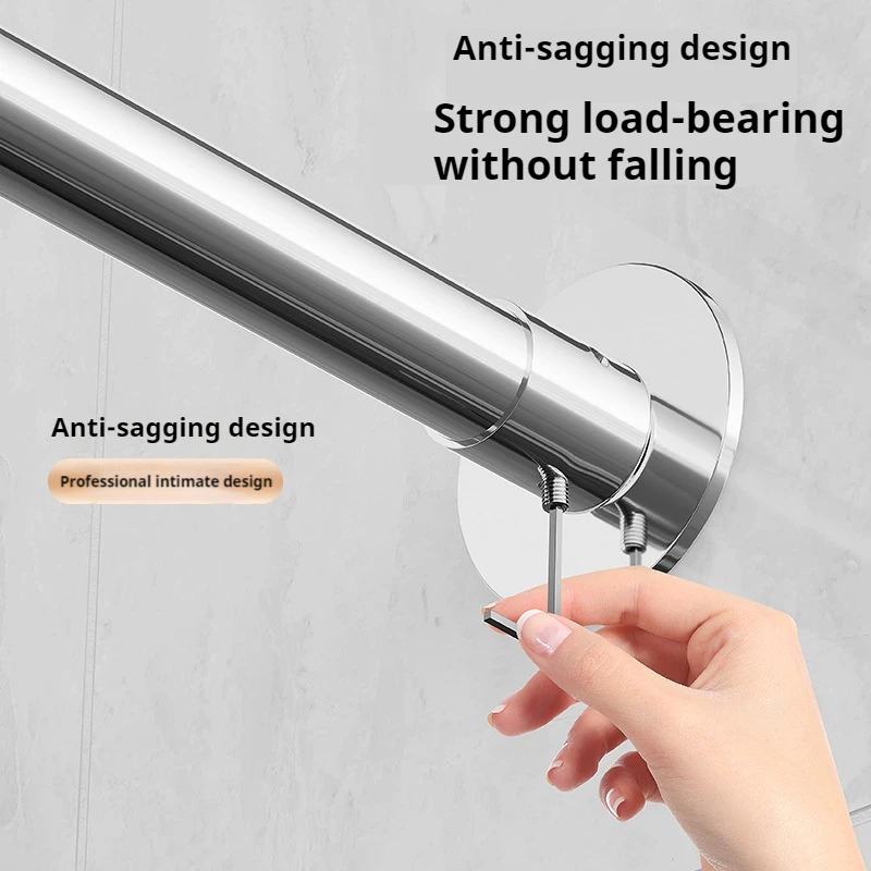 Stainless steel Extendable Curved Shower Curtain Rod for Bathroom Punch ...
