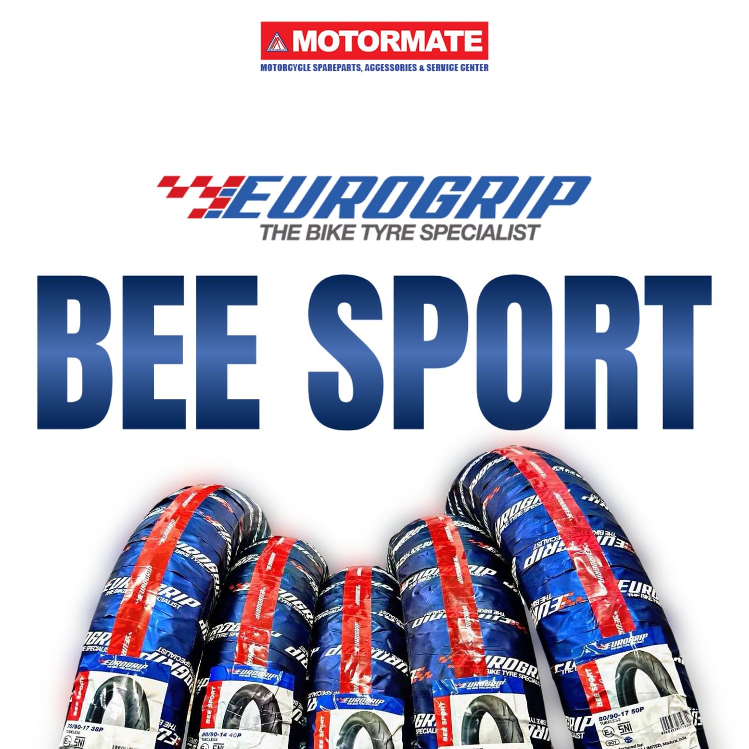 EUROGRIP BEE SPORT TIRE SET for MIO SPORTY, MIO I 125, BEAT, RAIDER150 ...