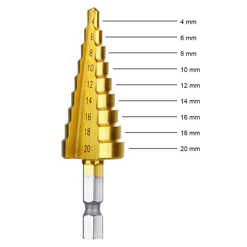 Metal Drill Bit Set 3PCS HSS High Speed Steel Titanium Hex Shank Step ...