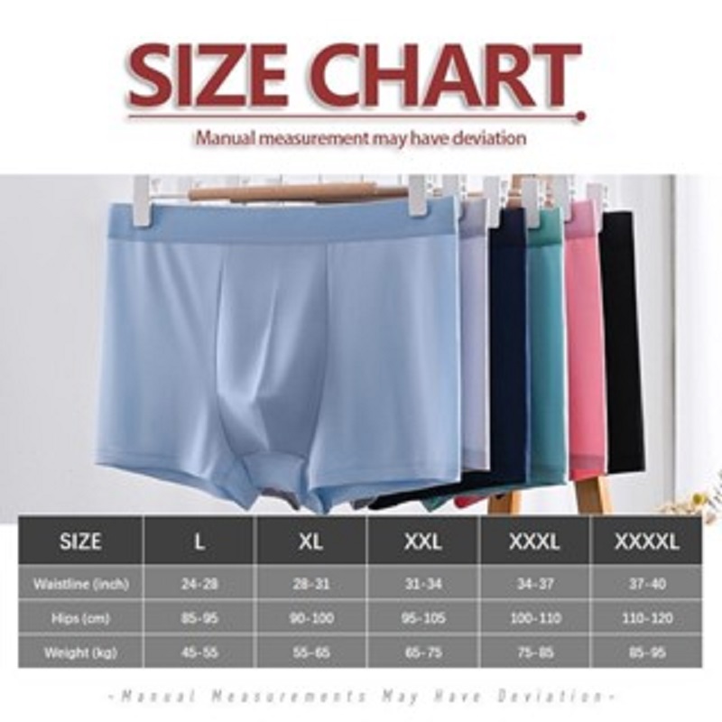 【WeHome】L-4XL Plus Size Ice Silk Seamless Panty Breathable Boxer Briefs ...
