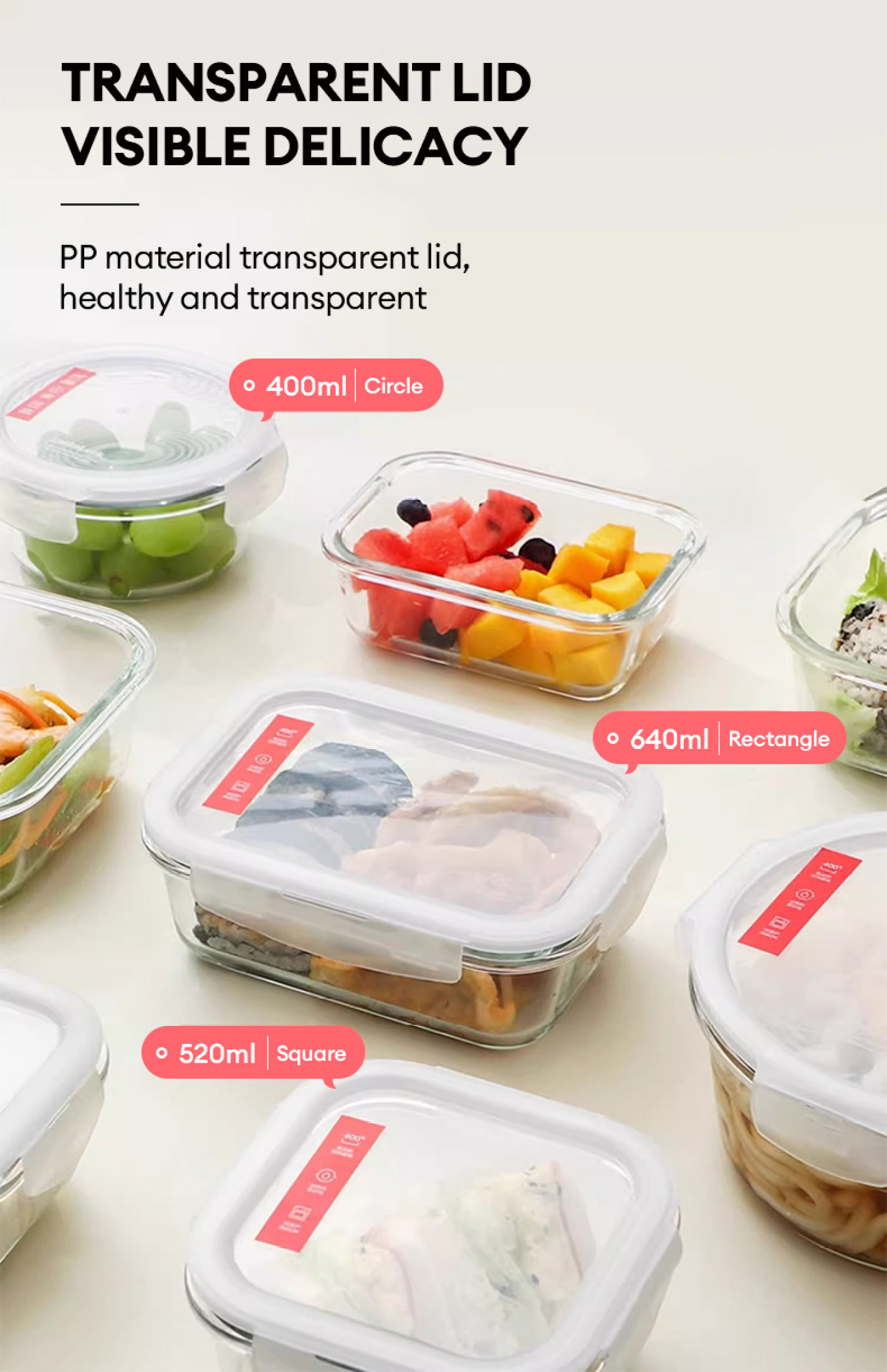 BTY Microwavable Glass Container Glass Food Container with Cover ...