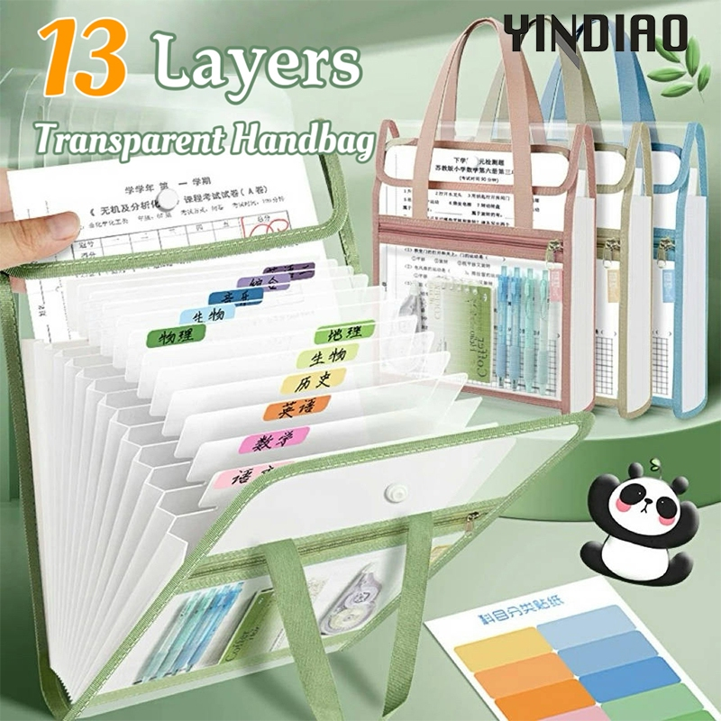 YINDIAO 13 Layer Handle Folder Long/A4 File Organizer Expanding Folder ...