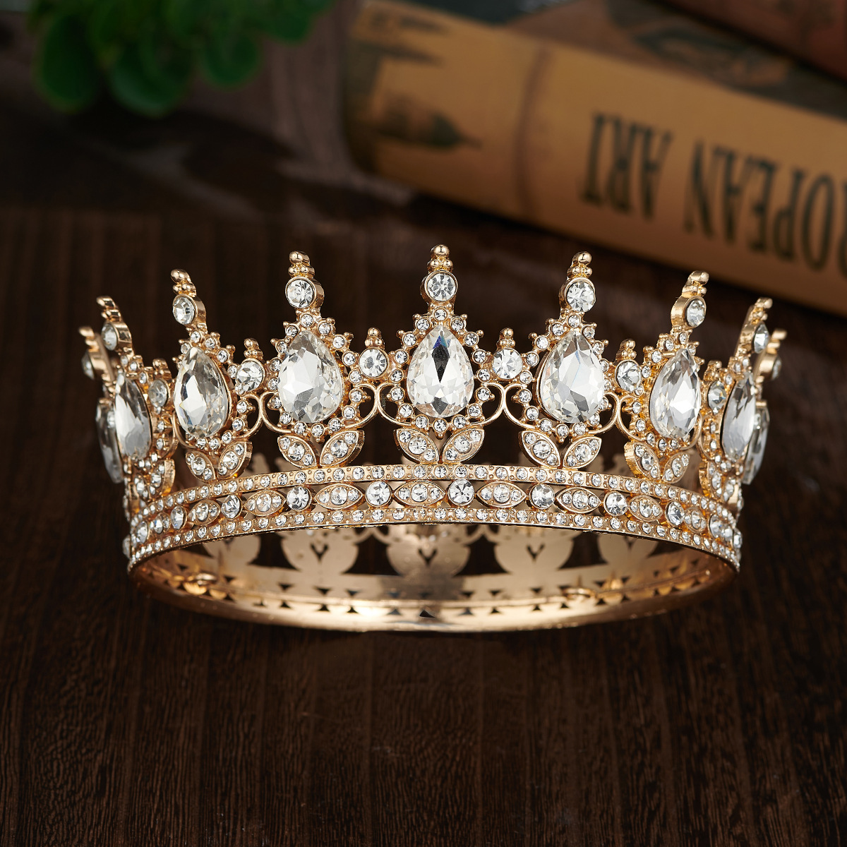 Baroque round crown alloy headpiece bridal wedding accessory birthday ...