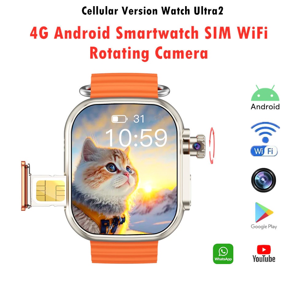 S9 Ultra MAX Cellular Edition smartwatch 4G SIM card 180° camera 128G application download ...